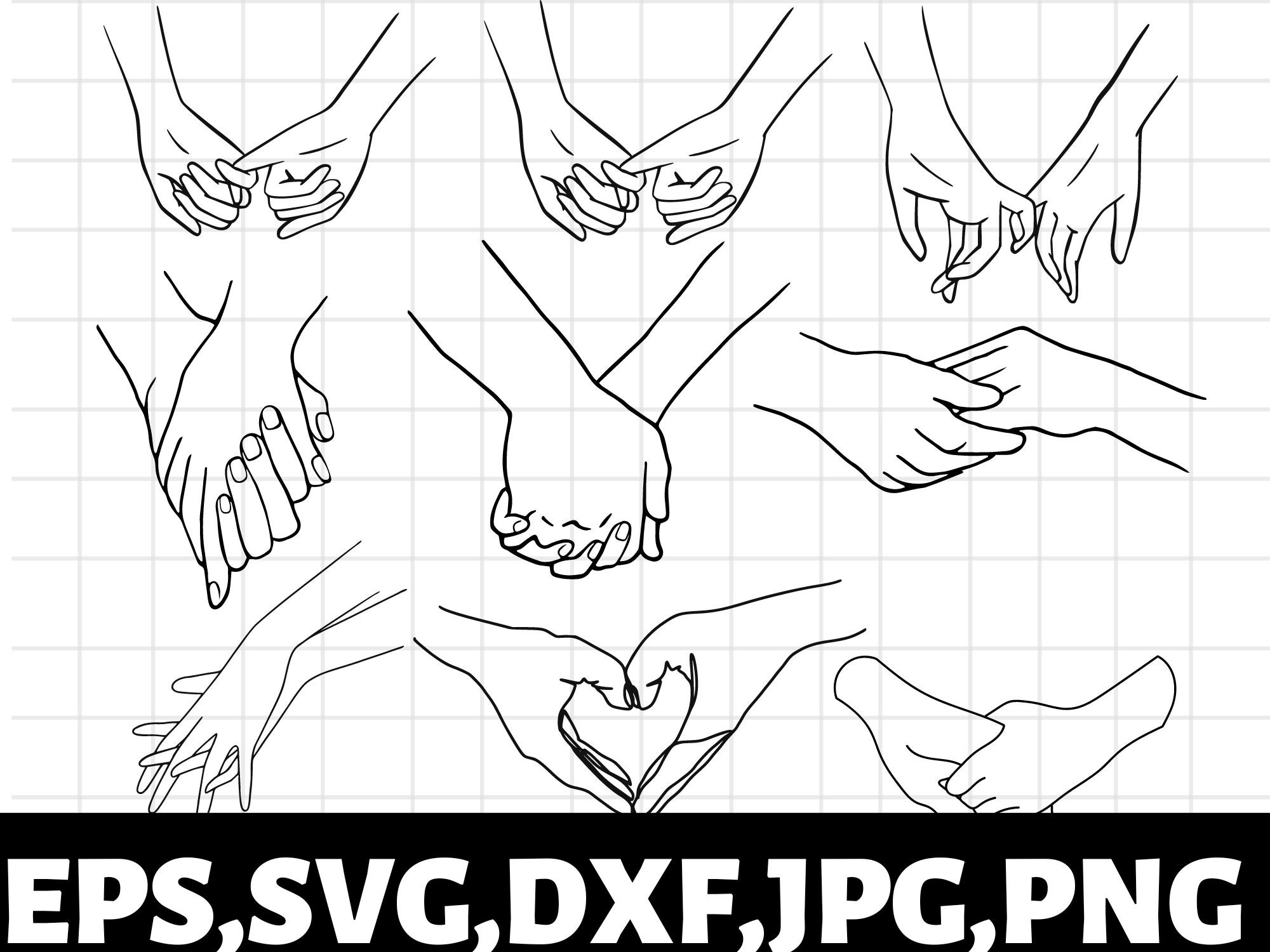 Couple Hands Cut Files I Love You Design Best Friends SVG Hand Holding ...