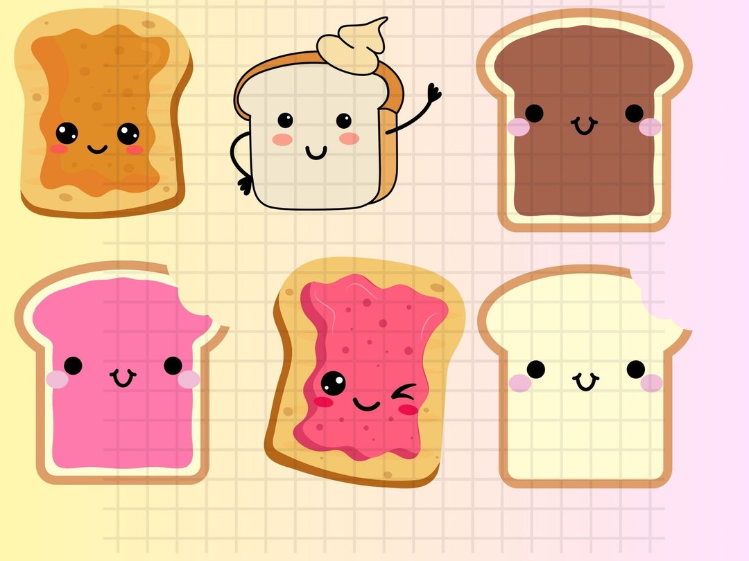 Kawaii Toast Clipart\ Cute and Colorful Bread Slice\ Graphics for DIY ...