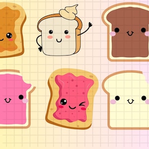 Kawaii Toast Clipart\ Cute and Colorful Bread Slice\ Graphics for DIY ...