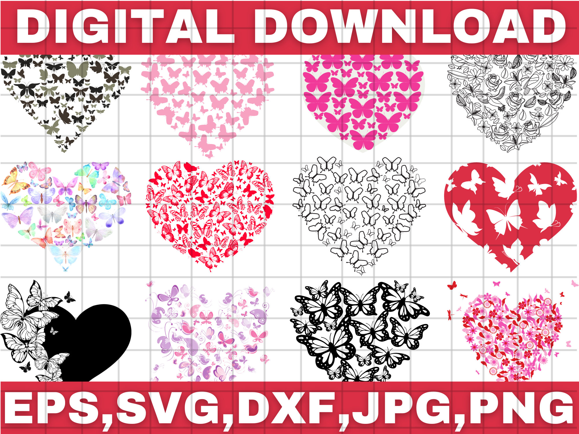 Butterfly Heart SVG PNG Heart Bundle Svg Heart and Butterflies ...