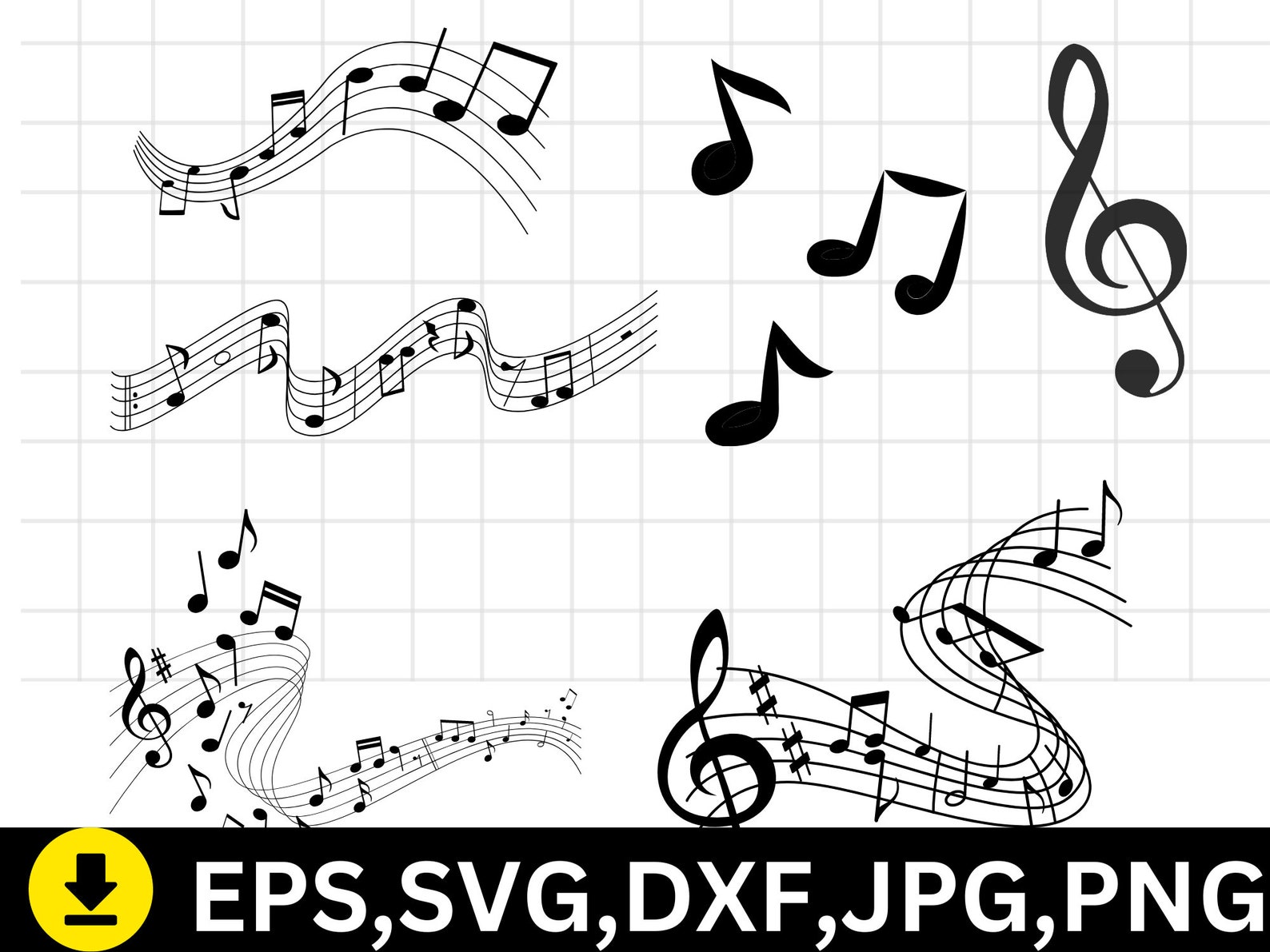 Music Notes SVG Musical Notes Clipart Music Lover Svg Files for Cricut ...