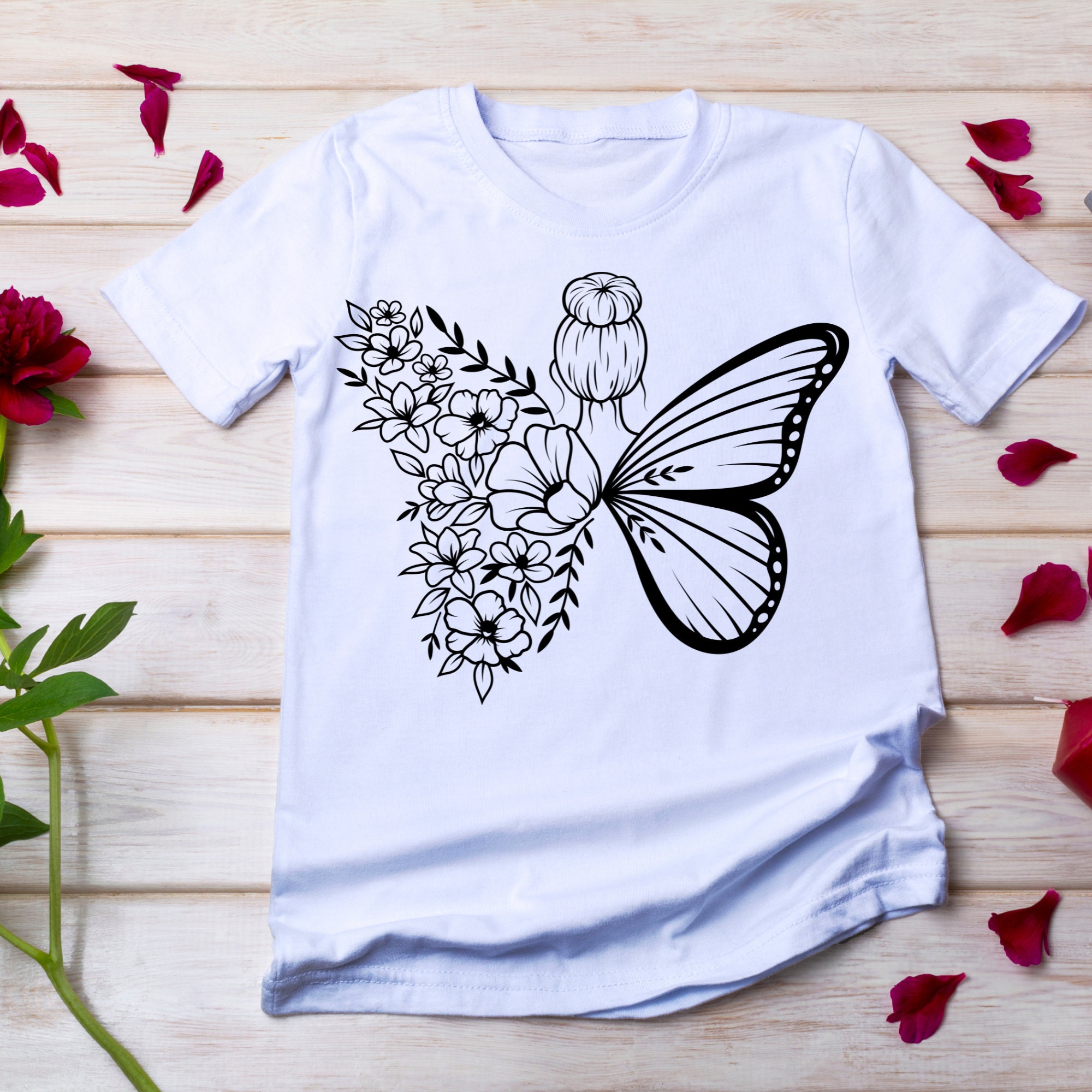 Floral Woman SVG Girl Butterfly Fairy Svg Butterfly Flower - Etsy