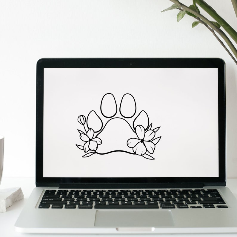 Floral Paws Svg\ Pet Paw Svg\ Flower Cat Paw SVG\ Paw Print Svg\ Pets ...