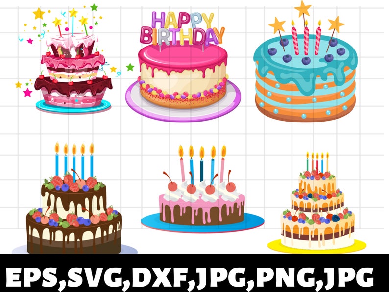 Pastel de cumpleaños SVG Pastel SVG Cake Topper SVG Cake Cut File Cake ...