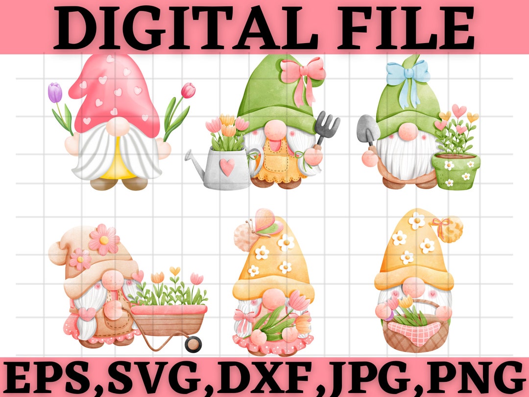 Spring Gnome Svg Garden Gnomes Svg Daisy Spring Gnomes Svg Gnomes ...