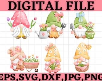 Spring Gnome Svg Garden Gnomes Svg Daisy Spring Gnomes Svg Gnomes ...