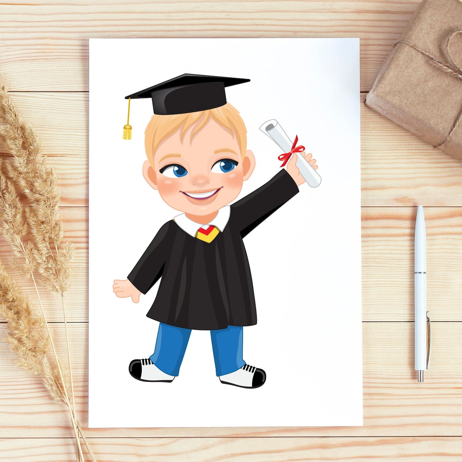 Graduation Kid Clipart\ Vector Preschool\ Students\ Diploma\ Graduation ...