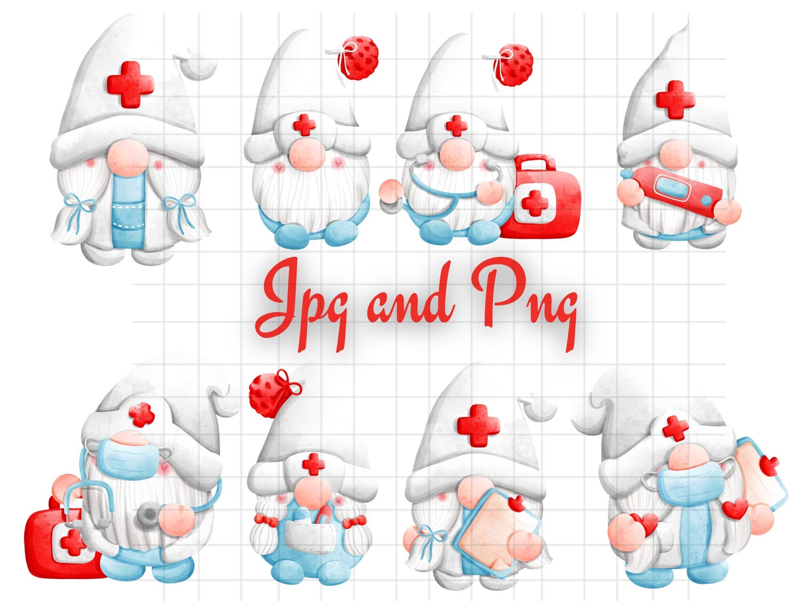 Nurse Gnomes\ Gnomes Clipart\ Digital Download\ Medical Gnomes\ Digital ...
