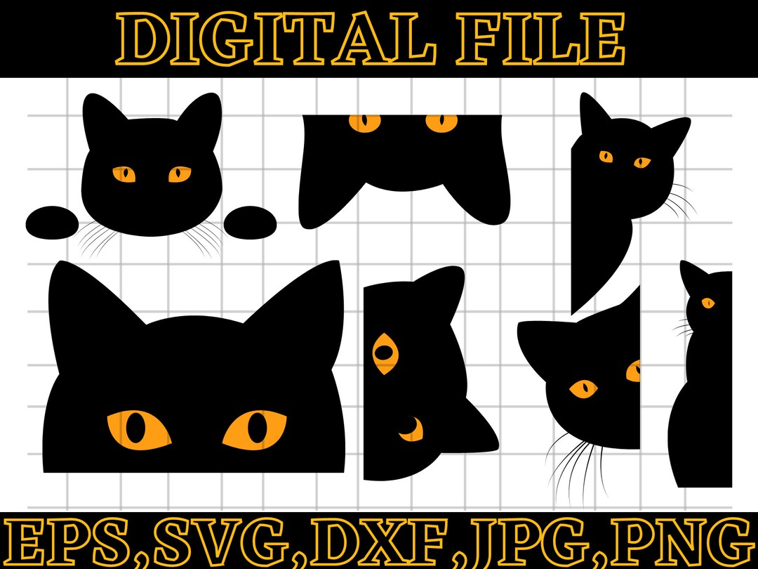 Cat SVG\ Black Cat Svg\ Peeking Cat Clipart\ Peeking Cat SVG\ Halloween ...