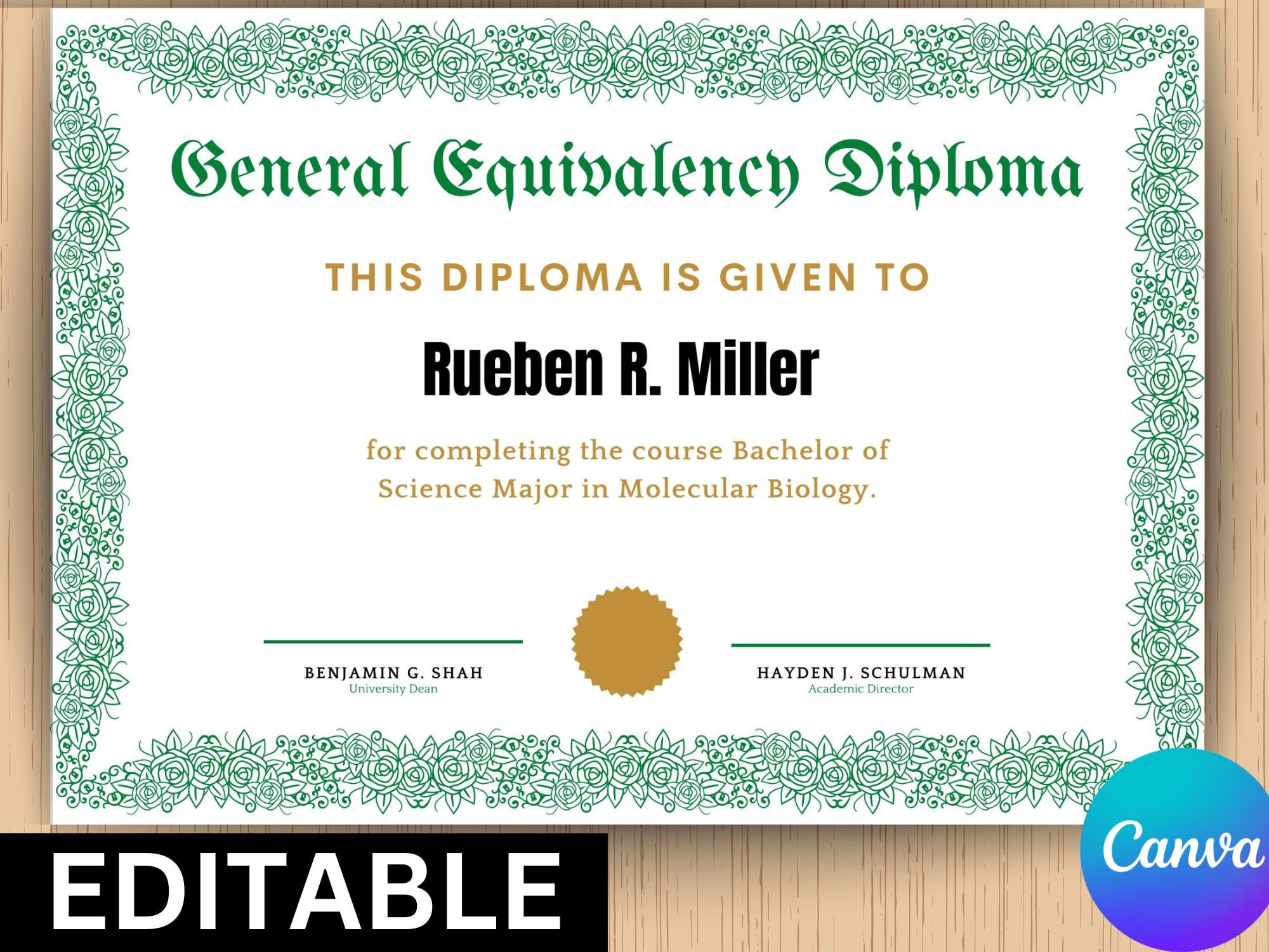 Editable High School Diploma Template General Equivalency Diploma ...