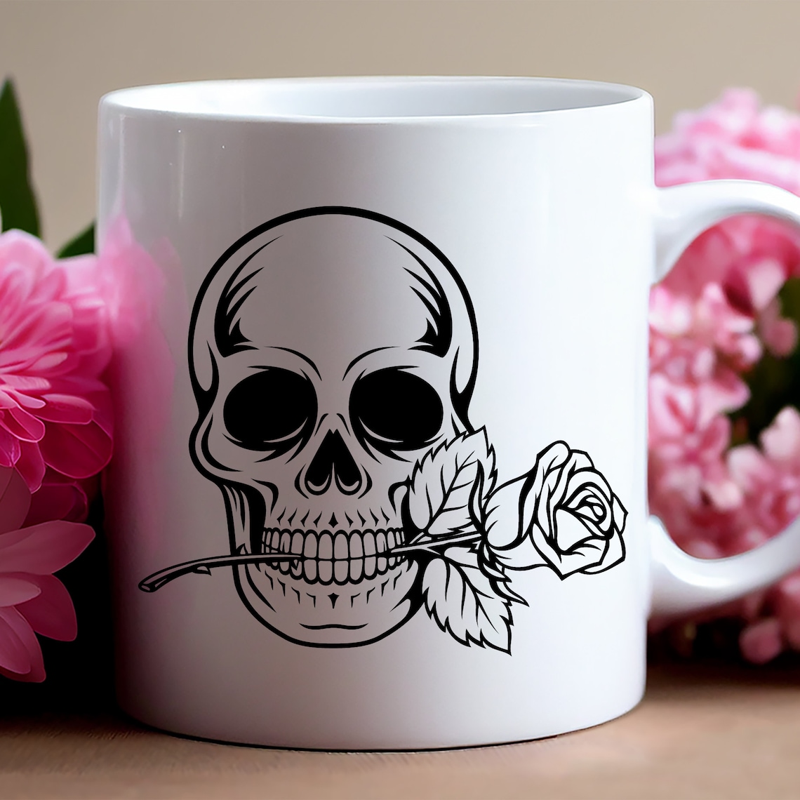 Skull Rose SVG Skull Biting Rose SVG Skull T-shirt Rose - Etsy
