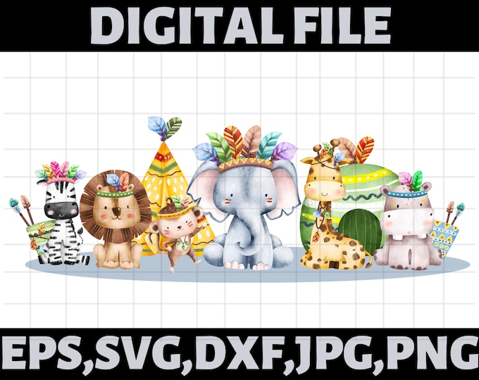 INSTANT Download. Cute Jungle Animal Svg Cut File and Clip Art ...