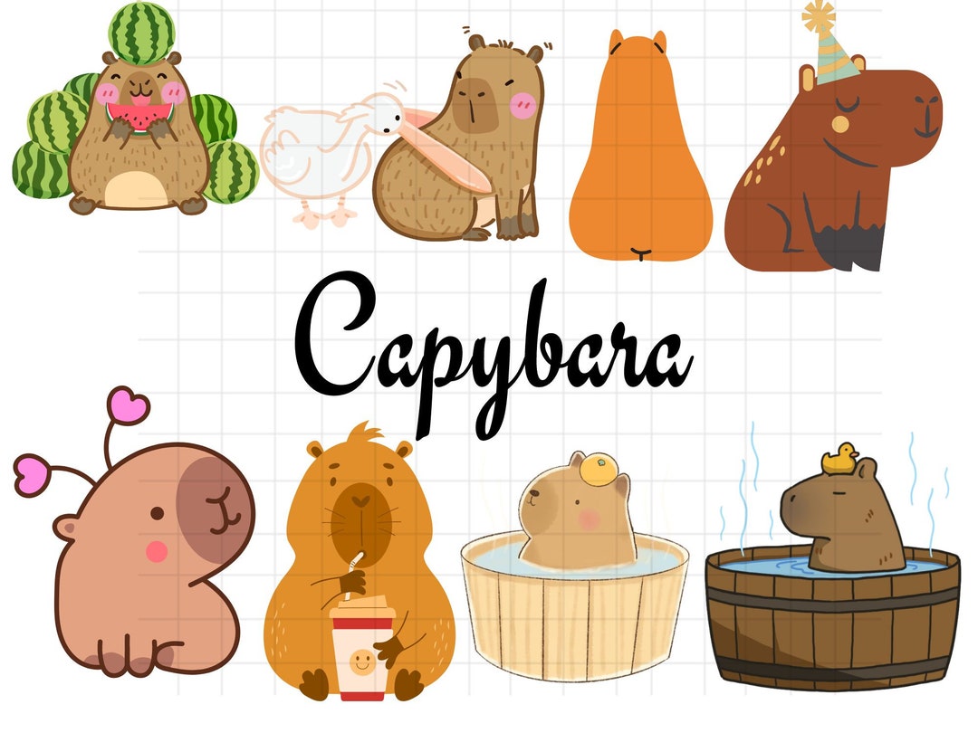 Whimsical Capybara Clipart\ Fun & Playful Pet\ SVG\ PNG\ Instant ...
