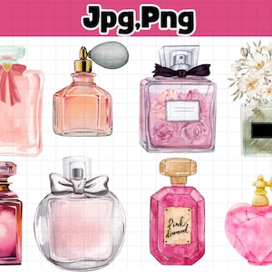 Watercolor Perfume Bottles Clipart Set\ Fragrance Graphics\ Fragrance ...