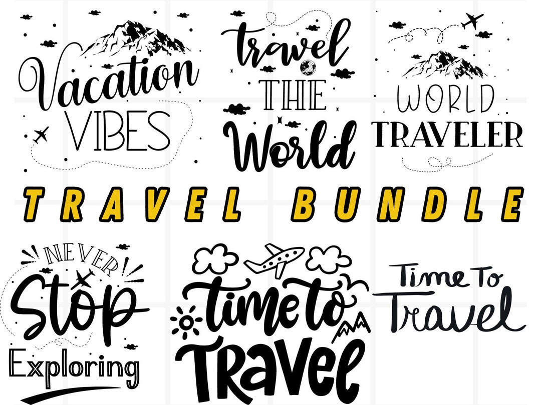 Travel SVG Quotes Sayings\ Adventure\ Trip\ Tourism\ Set Bundle\ SVG ...