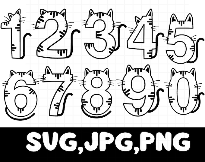 5 Cat Birthday Number, PNG and SVG File, Digital Download, Transparent ...