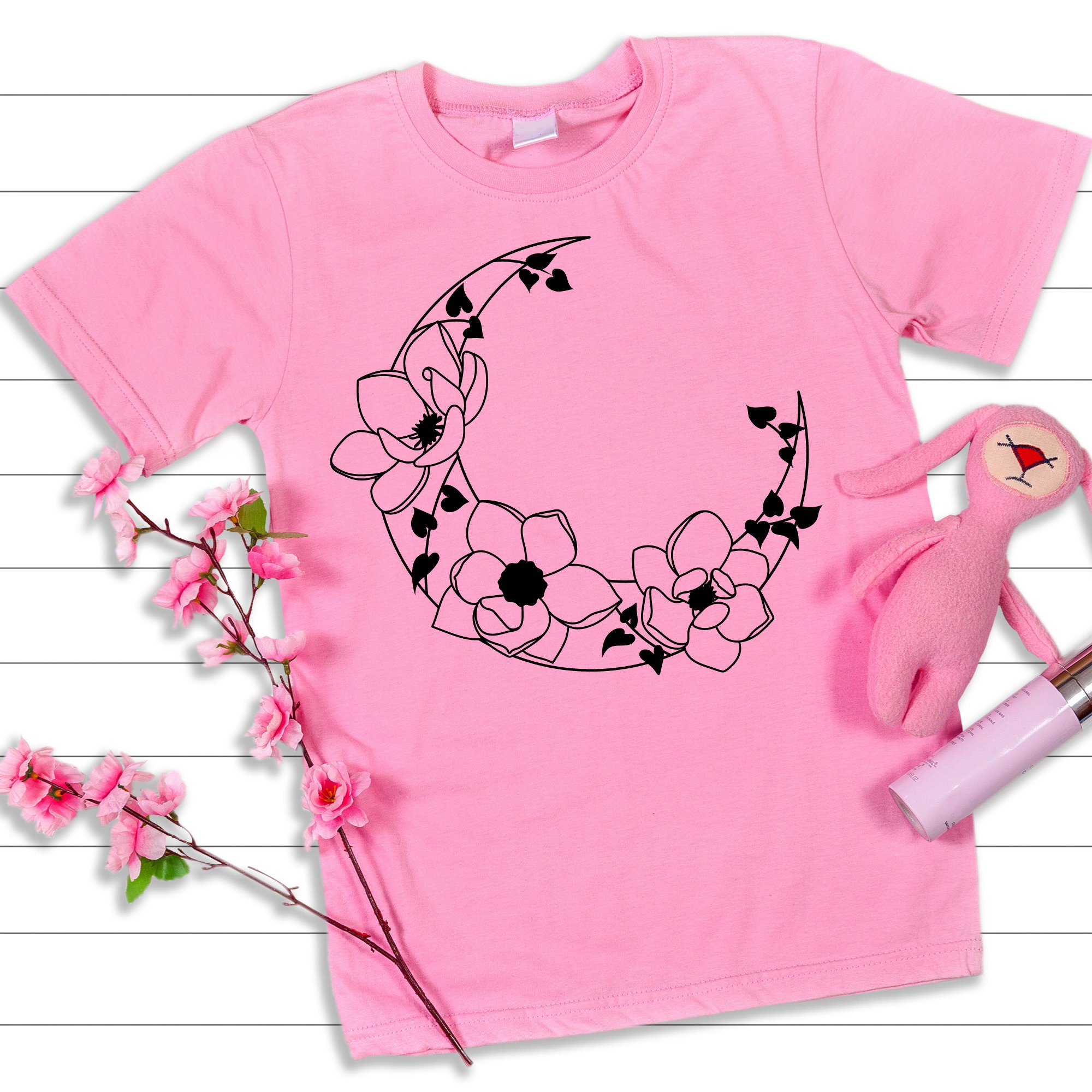 Floral Moon Svg Bundle Moon With Flowers Svg Dxf Png Jpg - Etsy