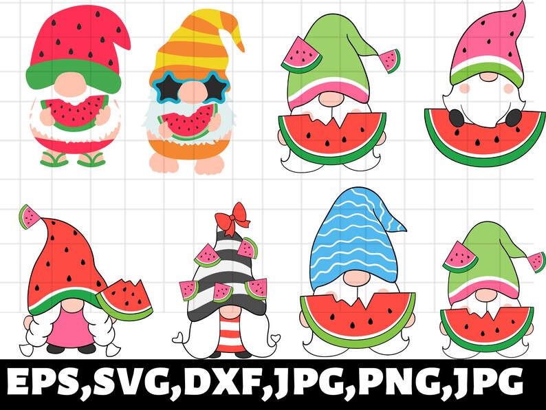 Watermelon Gnome Clipart Summer Gnomes Clipart Summer Fruit - Etsy