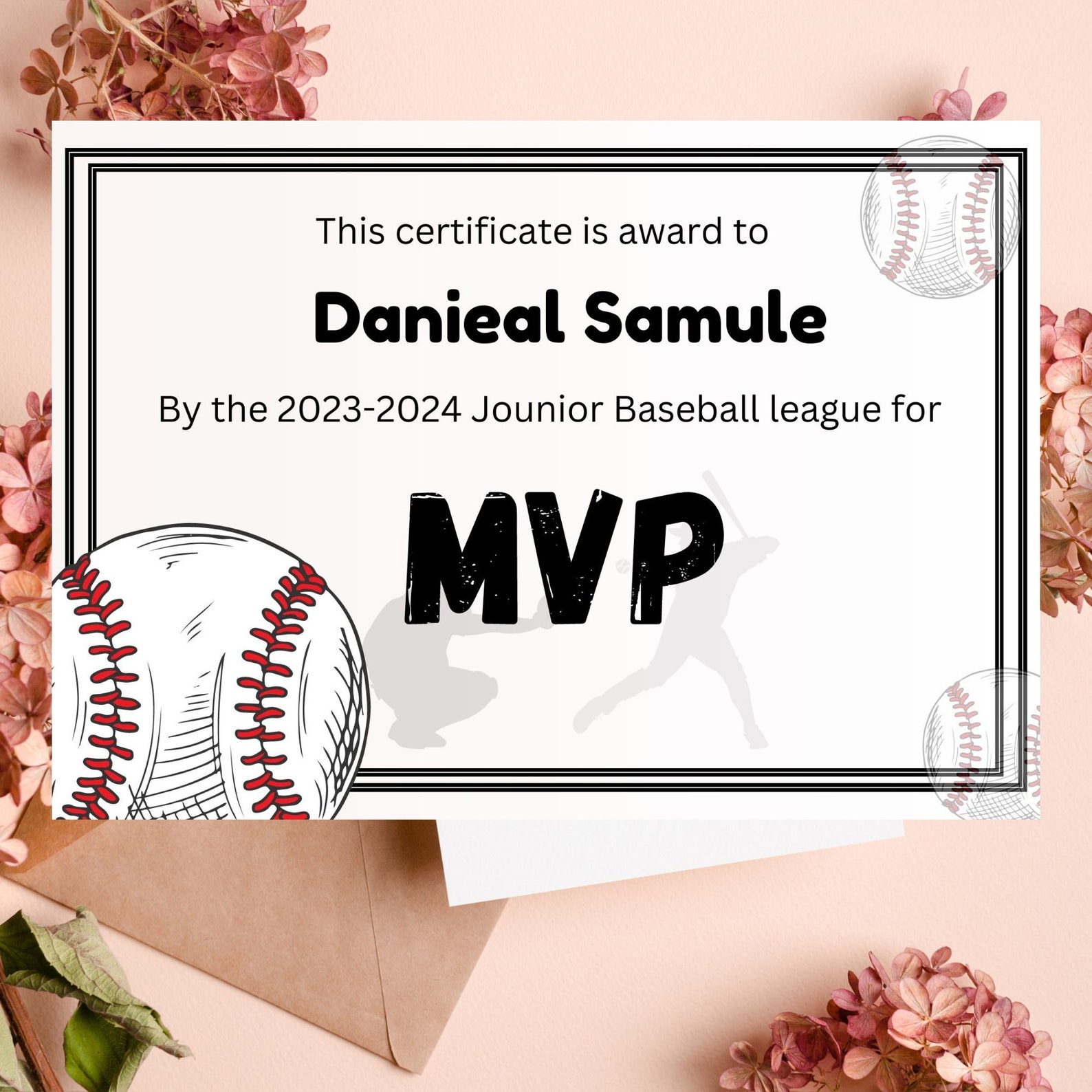 Editable Baseball Award Certificate Bundle Team Party Canva Template ...