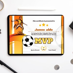 Soccer Award Certificate Editable Canva Template\ Editable Award End of ...