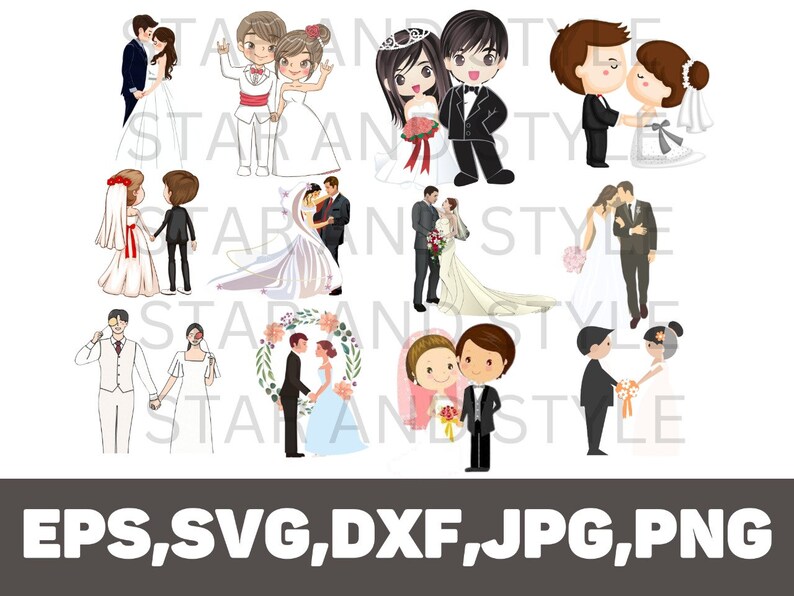 Pareja de bodas Svg Bundle Pareja svg Bundle Aniversario Svg Bundle ...