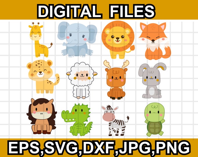 Jungle Animals SVG Set. Safari Animals SVG. Cricut Cut Files, Layered ...