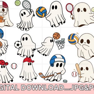 Sport Cute Ghost Bundle\ Boo PNG\ Files for Cricut\ Silhouette\ Instant ...