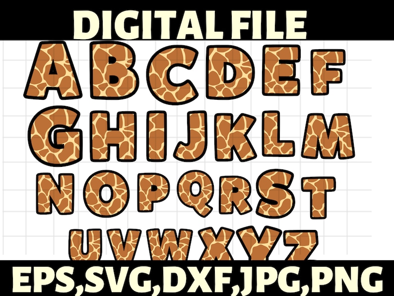 Giraffe Alphabet Svg Animal Font Svg Giraffe Font Svg Png Numbers ...