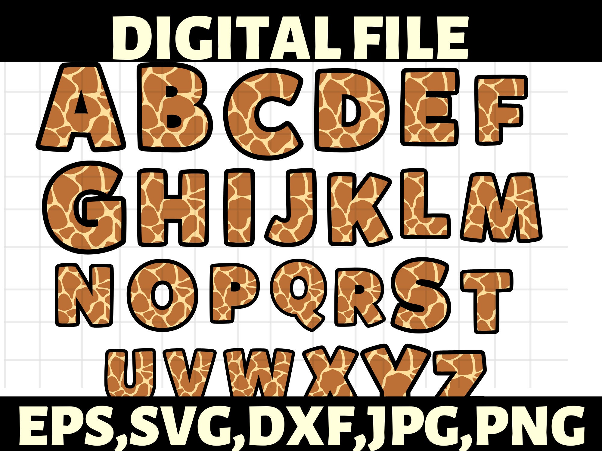 Giraffe Alphabet Svg Animal Font Svg Giraffe Font Svg Png Numbers ...