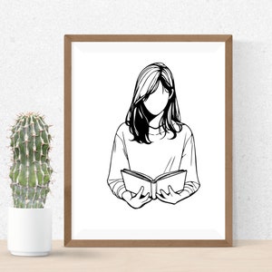 Girl Reading Book Svg\ Book Art\ Reading Book Svg\ Girl With Books ...