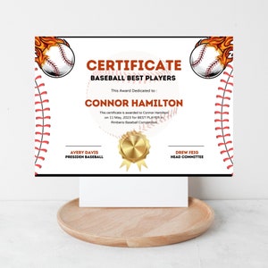 Editable Baseball Award Certificate Bundle\ Canva Template\ Team Party ...