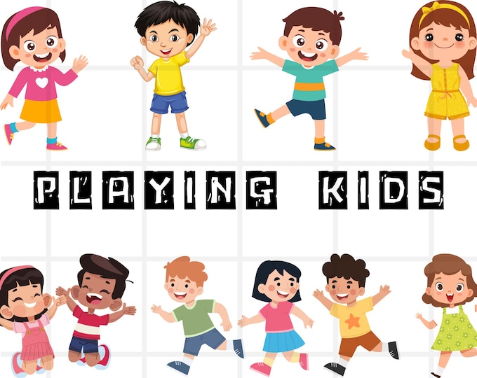 SVG Children Playing, Silhouettes Digital Clipart, Files Eps, Jpg ...