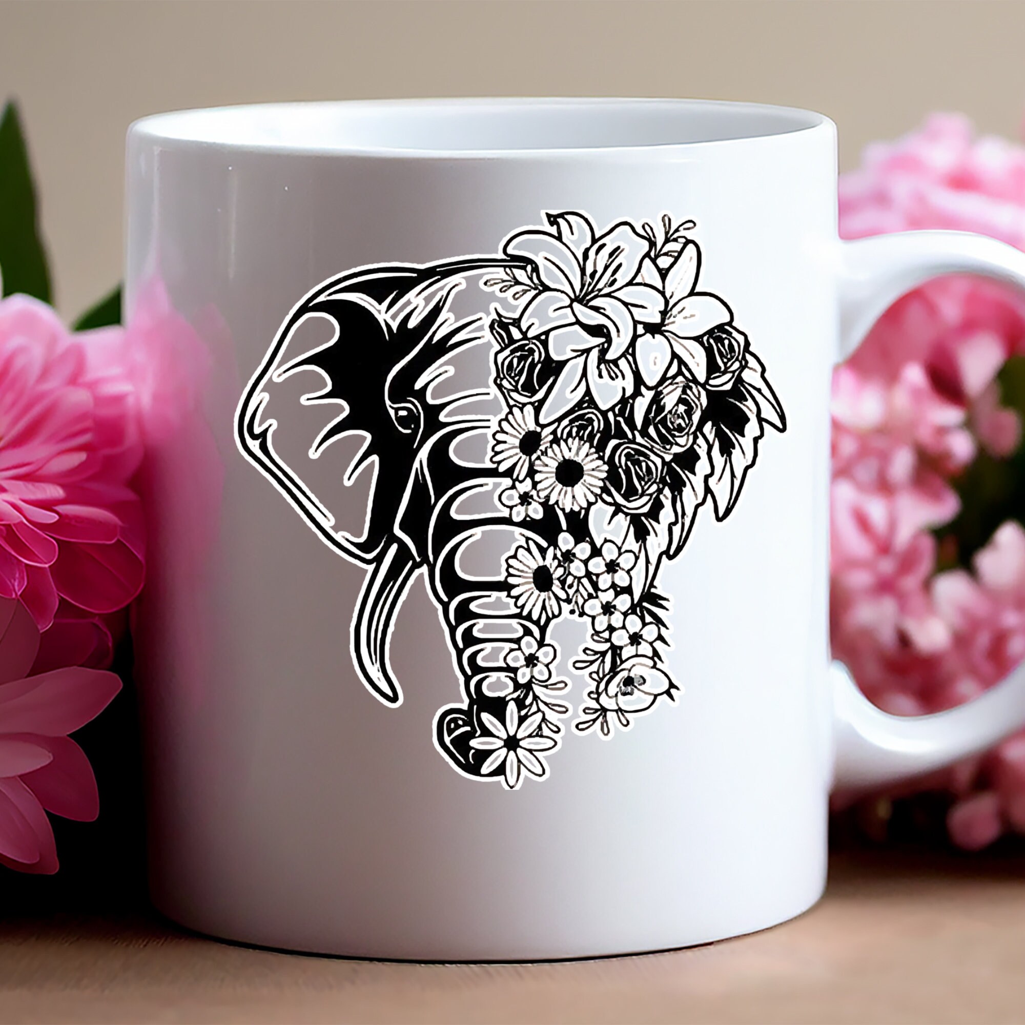 Floral Elephant Svg File Elephant Svg Flowers Elephant Svg Floral ...