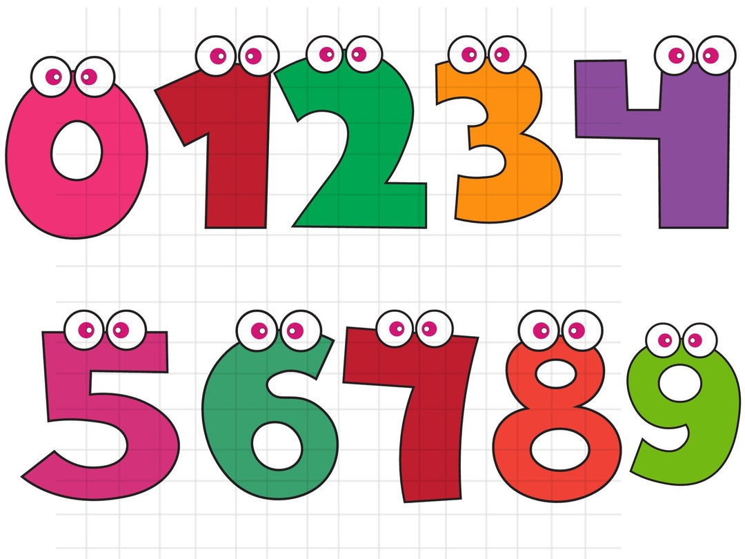Number Pals Clip Art\ Cute Commercial Use Number Clipart\ Colored ...