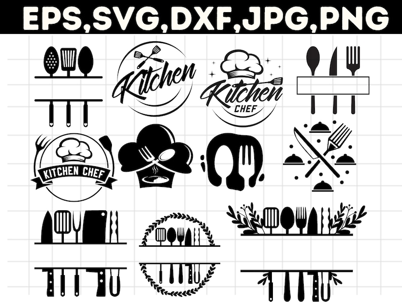 Kitchen Split SVG Frame Kitchen Sign Baking Monogram Cooking Chef Svg ...