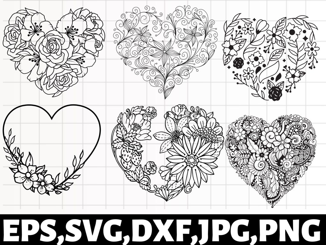 Flower Heart Svg\ Floral Heart Svg\ Heart Wreath Svg\ Flower Svg\ Heart ...