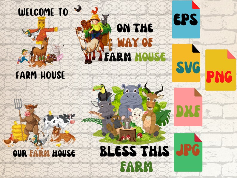 Cute Farm Clipart Farm Animals Watercolor PNG & SNG Digital Clipart ...