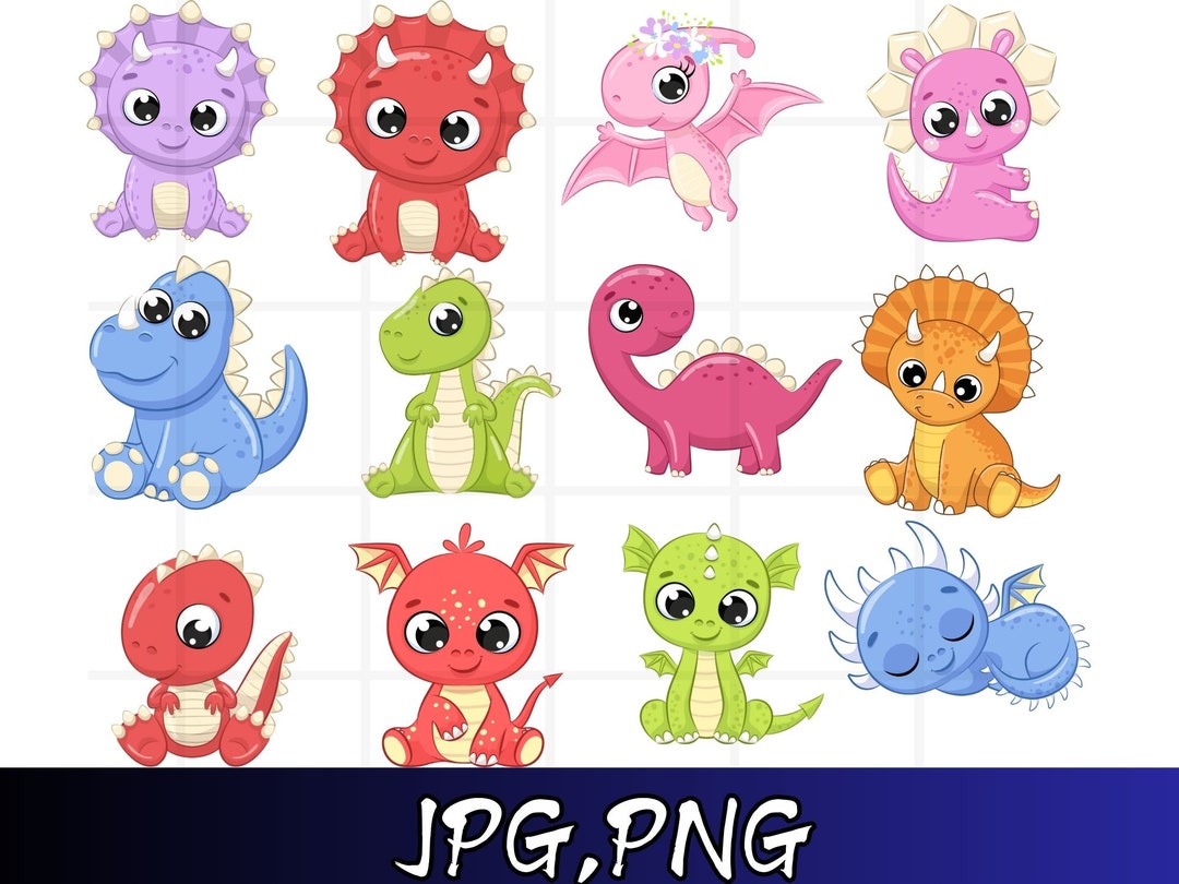 Dinosaur Clipart Bundle\ Dinosaur Watercolor\ Cartoon Dinosaur ...