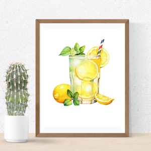 Watercolor Lemonade Clipart\ Summer Drink\ Lemon Beverage\ Citrus ...
