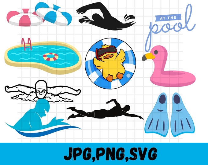 Swimming SVG Bundle, Swimming Dxf, Swimming Png, Swimming Vector ...