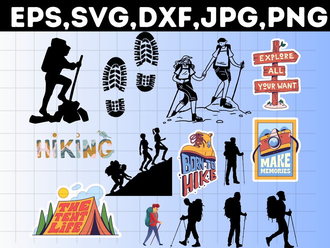 Hiking SVG Bundle\ PNG\ Hiker Svg\ Cut File Cricut\ Hiking Silhouette ...