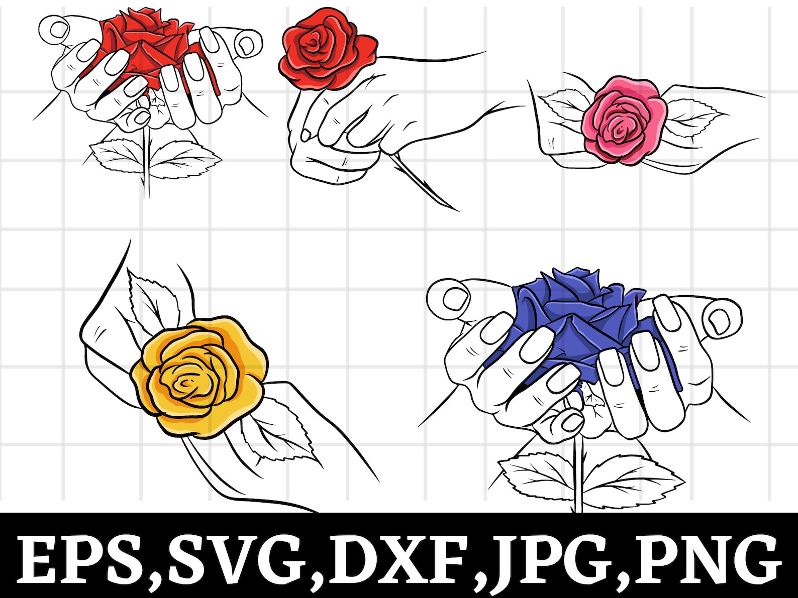 Hand Holding Flowers Svg Hand Holding Bouquet Cut File Flower Svg Files ...