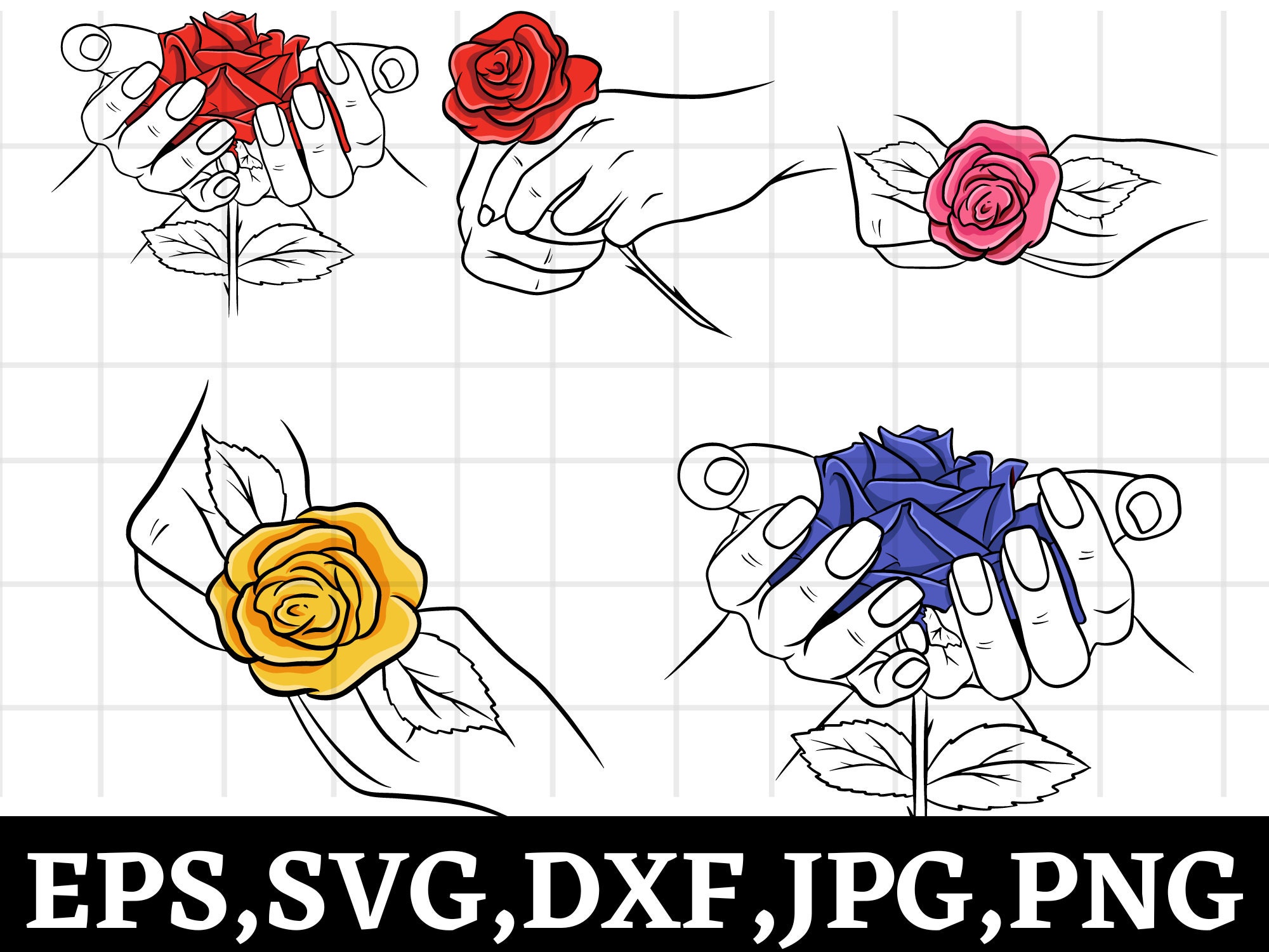 Hand Holding Flowers Svg Hand Holding Bouquet Cut File Flower Svg Files ...