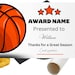 Basketball Award Certificate Editable Canva Template Printable Award ...