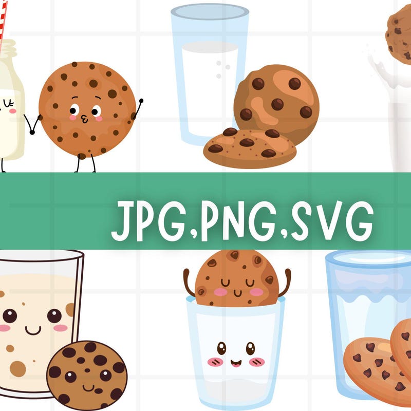 Milk and Cookies Clipart - Etsy