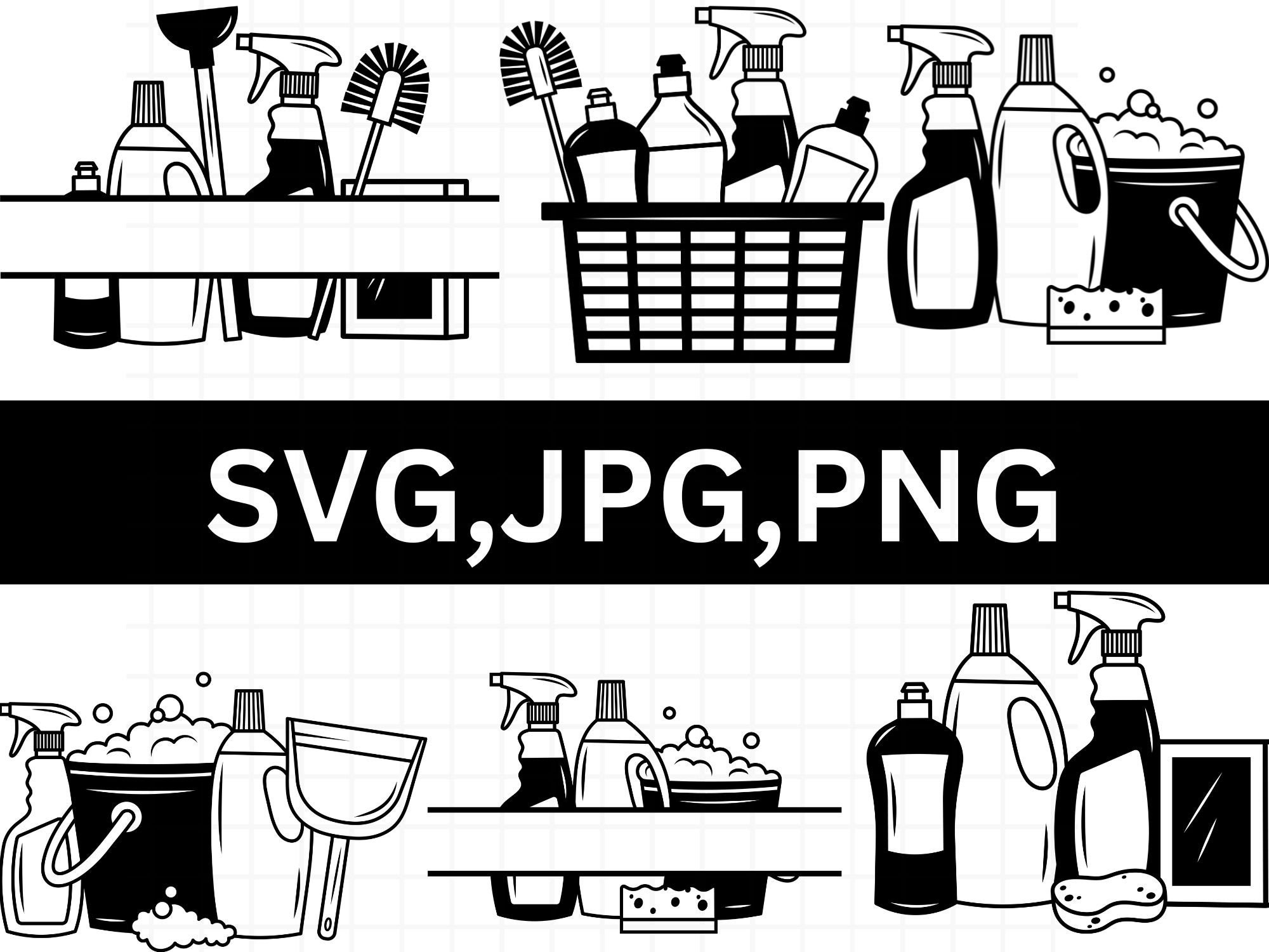 Cleaning Products Svg\ Sponge Svg\ Bucket Svg\ Cleaning Clipart ...
