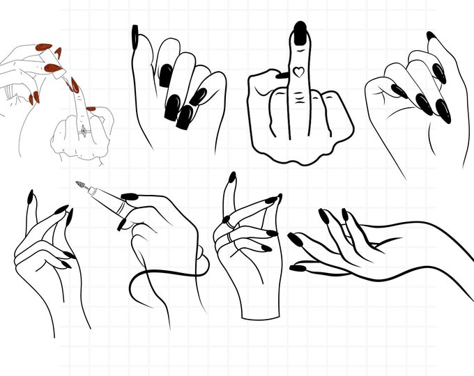 Nail Art SVG Bundle, Girl Hand Svg, Nail Tech Svg, Nail Polish Svg ...