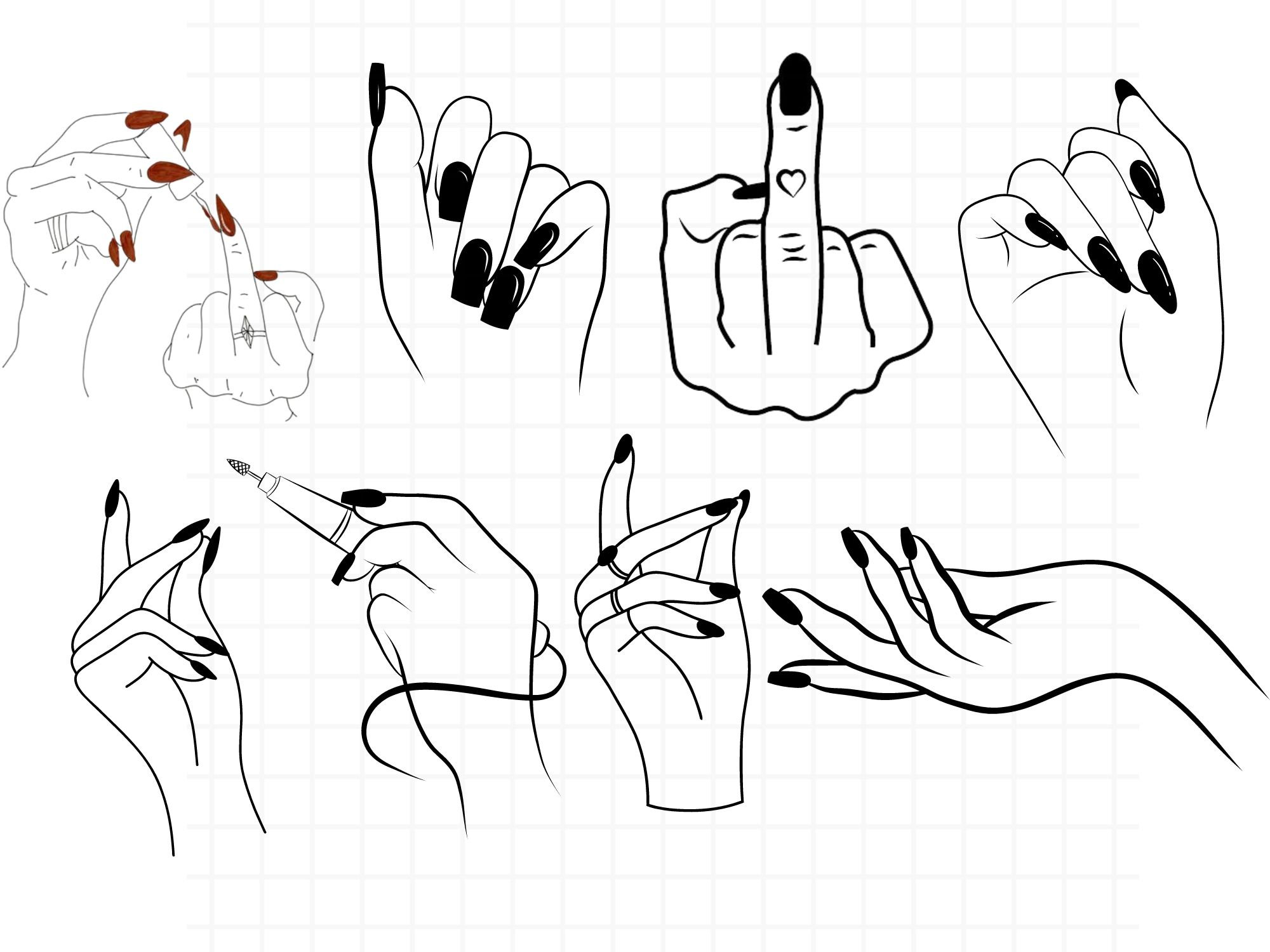 Nail Art SVG Bundle Girl Hand Svg Nail Art Cut File Nail Tech Svg Nail ...