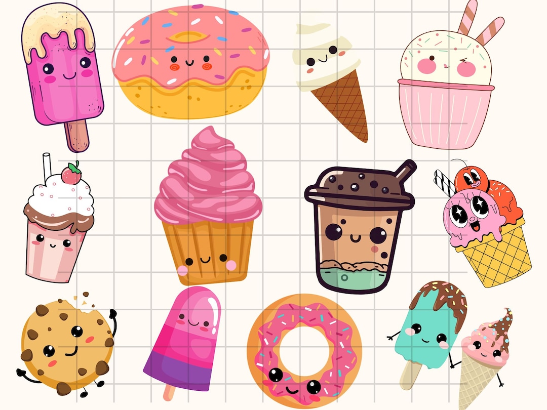 Kawaii Sweets Clipart\ Cute Sweet Candy Clipart\ Food Cake\ Donut ...