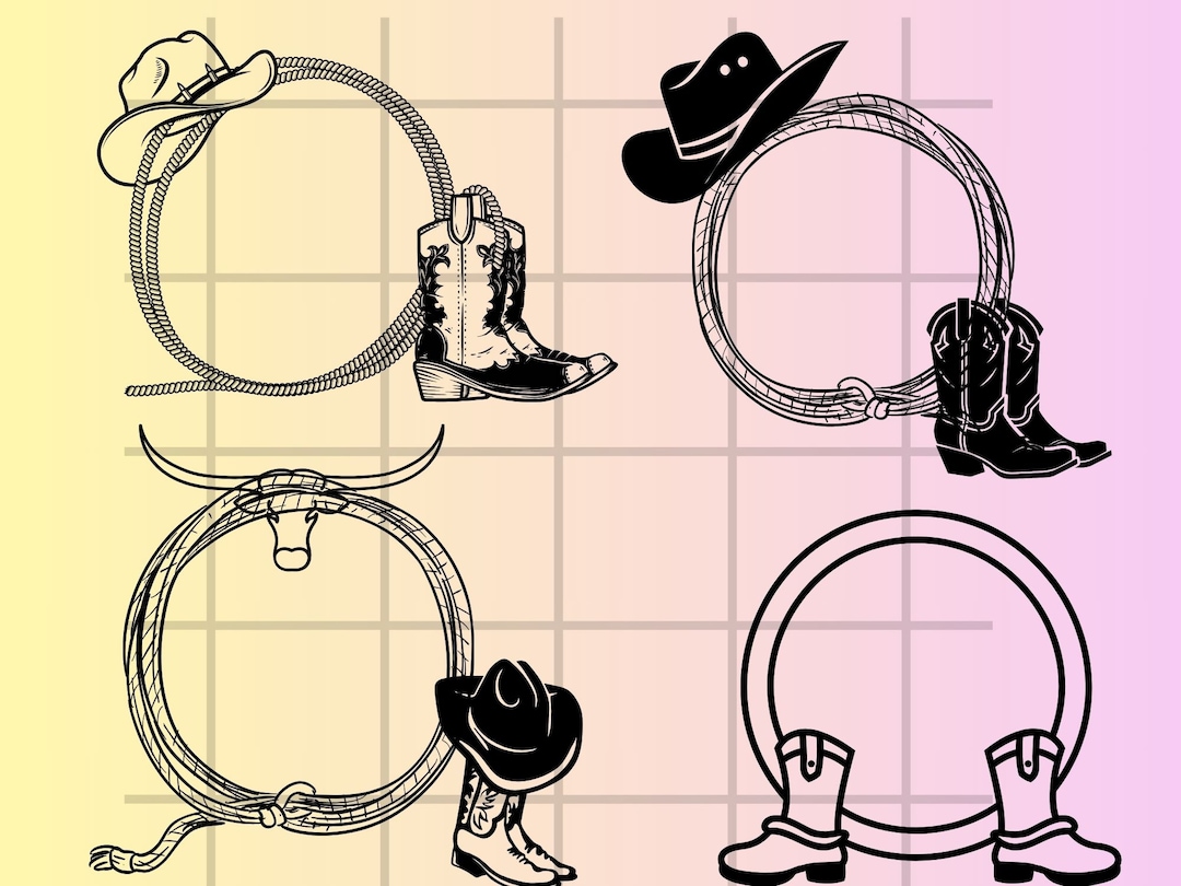 Cowboy Frame Svg\ Cowboy Boots and Hat Svg\ Png\ Jpg\ Cowboy Hat Rodeo ...